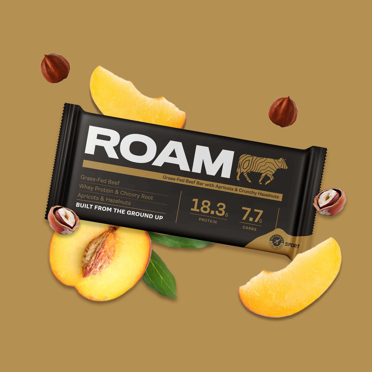 Roam Grass Fed Beef Bar Apricot & Hazelnut 40g – WellEasy