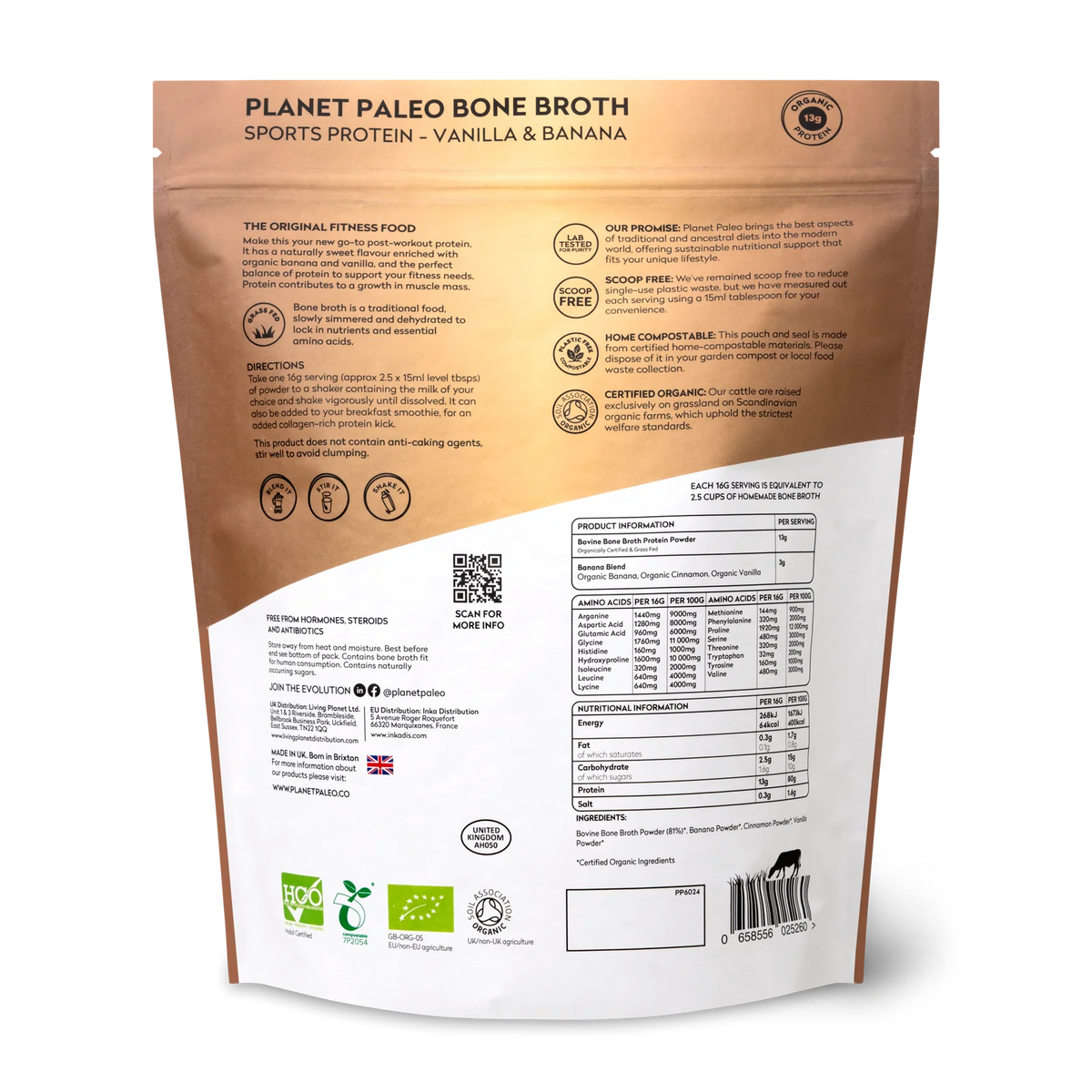 Planet Paleo Bone Broth Protein Powder - Vanilla & Banana 480g – WellEasy